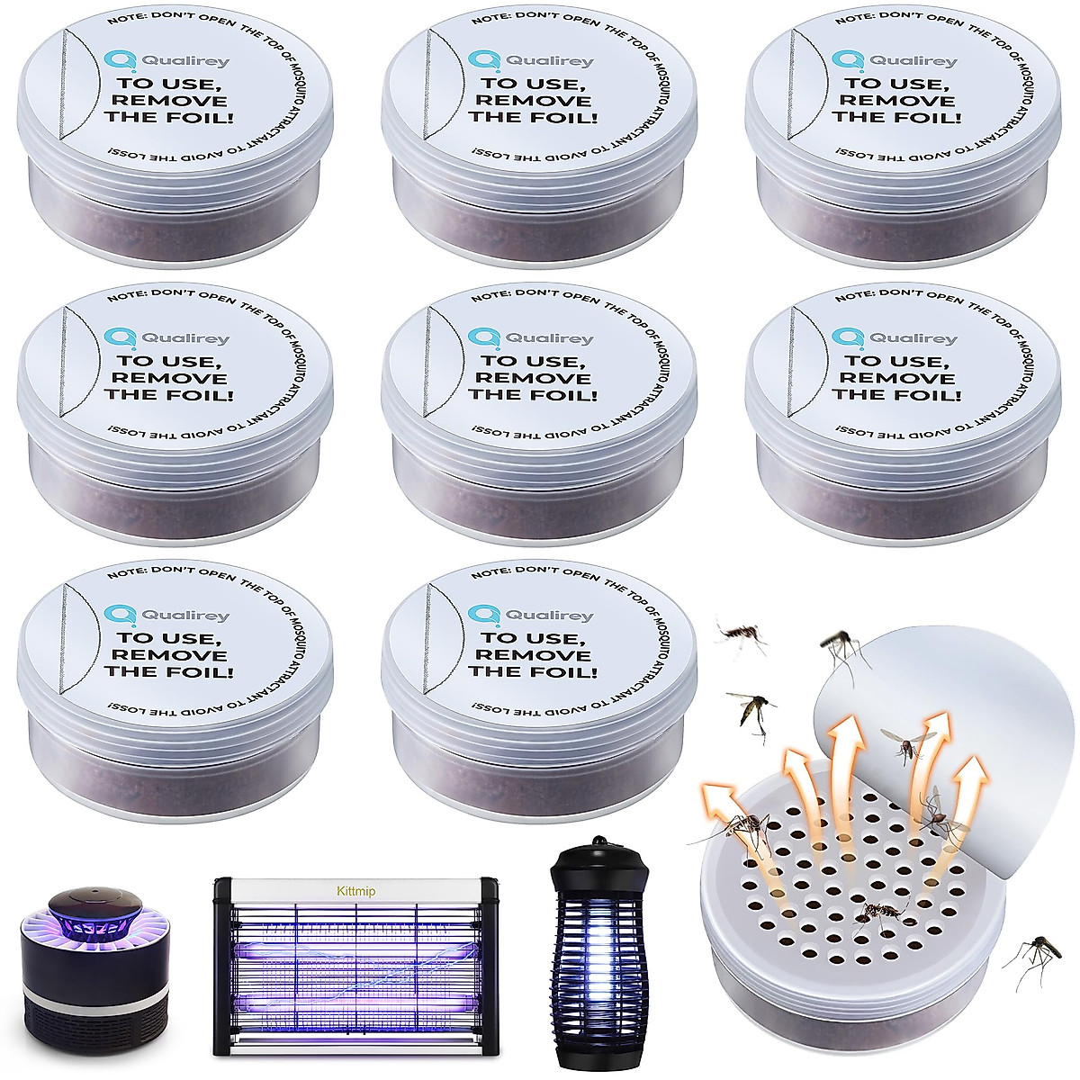 Qualirey 8 Pcs Mosquito Attractant for Bug Zapper, Each Last 60 Day Pest Lure Mosquito Trap Fly Biting Insect Bait Refill High Catch Rate Compatible with DynaTrap and All Insect Trap Indoor Outdoor