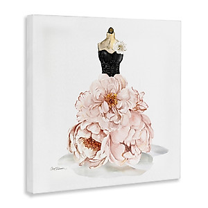 Stupell Industries Pink Peonies Floral Dress Black Corset Fashion Mannequin, Designed by Carol Robinson Canvas Wall Art, 36x36