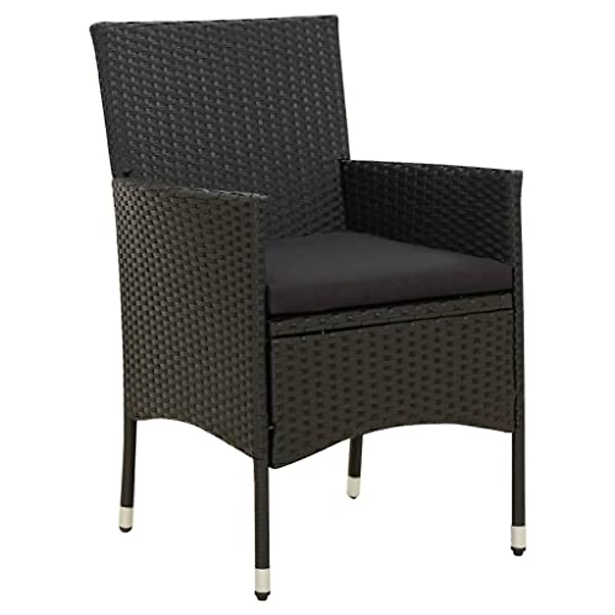 BIGBARLEY All Weather Outdoor Chairs with Armrest, Dining Chair, for Garden Deck Backyard, Patio Chairs with Cushions 2 pcs Poly Rattan Black