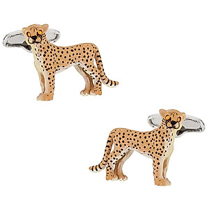 Cuff-Daddy Painted Cheetah Cufflinks with Travel Presentation Gift Box