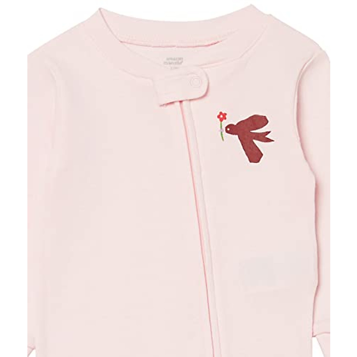 Amazon Essentials Baby Girls' Snug-Fit Cotton Footed Sleeper Pajamas, Pack of 3, Birds, 12 Months