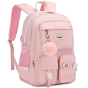 Classic Diamond School Backpack for Girls Laptop Backpack Cute Bookbag Kawaii School Bag Anime College Backpack for Teens Girls Student (Pink)