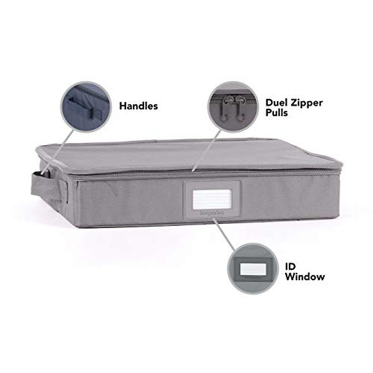 Covermates Keepsakes - Zip-Top Storage Box - Heavy Duty Polyester- Reinforced Handles - Stackable Design - Indoor Storage-Graphite