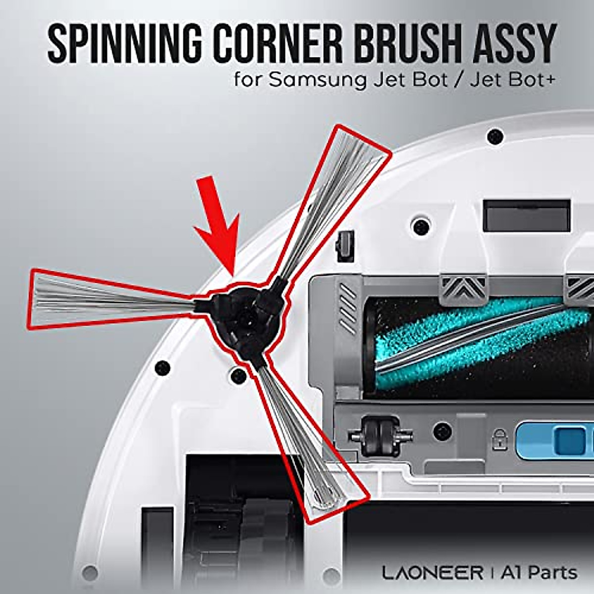 (OEM) A1 Parts Spinning Corner Brush Assy for Samsung Jet Bot/Jet Bot+ / VR30T85513W / VR30T80313W