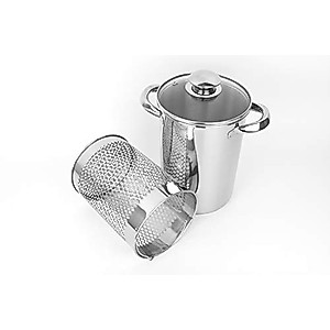 Asparagus Pot Stainless Steel Steamer Cooker with Basket and Lid Pasta 16cm 4L
