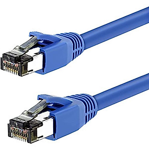 Nippon Labs Cat8 RJ45 3FT Ethernet Patch Internet Network LAN Cable, Indoor/Outdoor, 24AWG Shielded Latest 40Gbps 2000Mhz, Weatherproof S/FTP for Router, PS4, PS5, Xbox, PoE, Switch, Modem (Blue)