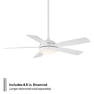 WAC Smart Fans Odyssey Indoor and Outdoor 5-Blade Ceiling Fan 54in Matte White with 3000K LED Light Kit and Remote Control works with Alexa and iOS or Android App