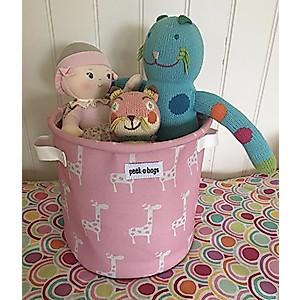 Toy Storage Organizer Canvas Bin, PEEK-A-BAGS Kid's Toy Storage - Books, Blocks, Baby Toys, Legos, Small Stuffed Animals. Organize Nursery, Bedroom, Playroom, Living Room, & Closets.