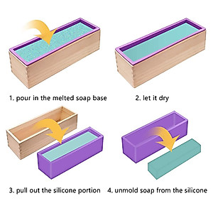 YGEOMER Soap Molds 2pcs 42oz, Silicone Soap Mold for Soap Making, Rectangular Loaf Soap Mold with Wooden Boxes, 2 Cutters and 100pcs Bags