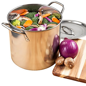 McSunley Medium Stainless Steel Prep N Cook Stockpot, 20 Quart, Silver