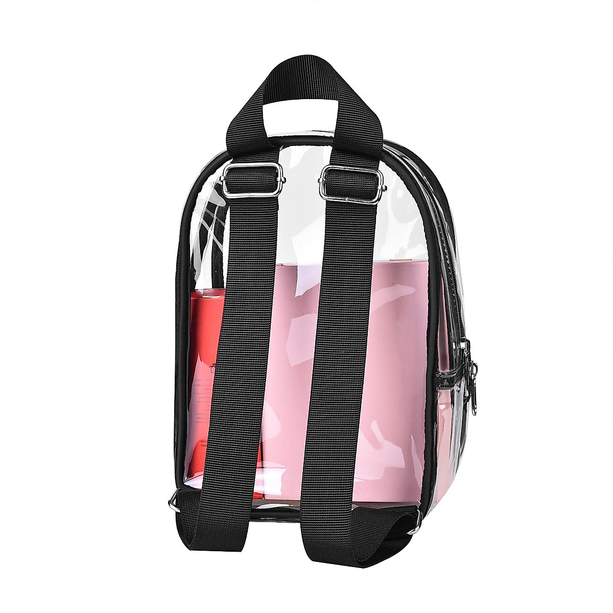 MAY TREE Clear Mini Backpack Fashion Cute Clear Backpack Stadium Approved for Work Concert Security Travel Sports (Black)