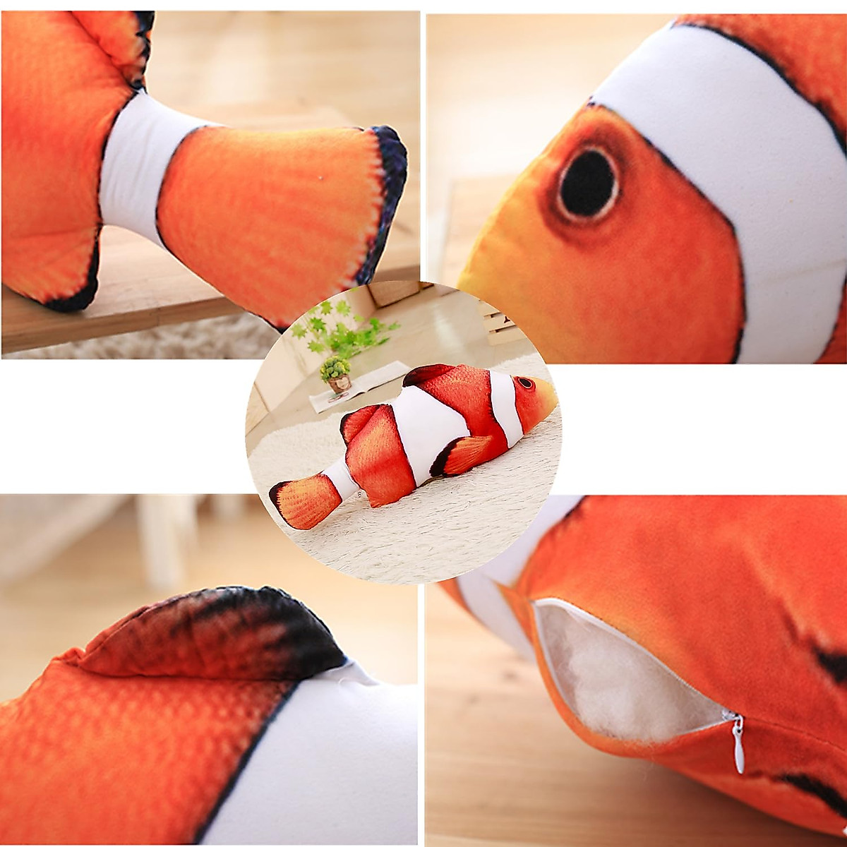 XIAOHONG Simulation Fish Plush Toy/Plush Pillow Plush Throw Pillow/Stuffed Animal Toy, 31Inch Stuffed Clownfish, Clownfish Plush Stuffed Animal Plush Toy for Kids Room, Ocean Party Home Decoration