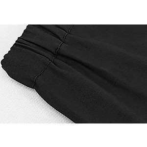 yoeasy Women Cotton Linen Drawstring Wide Leg Pants High Waisted Casual Loose Trousers with Pockets (X-Large, Black)