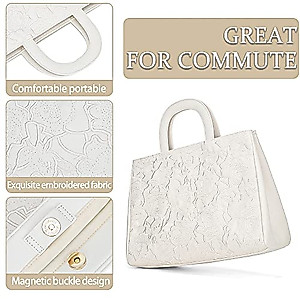 BE SMART Tote Handbag for Women, Elegant PU Tote Bag with Exquisite Embroidery Design, Trendy Clutch Purse for Work Commute Travel