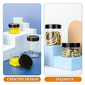 DITUDO 8pcs Assorted Juicing Clear Fruit Jars Ml+ Container Cereal Lip Sample Home Food Wild- Powder Balm Eye Canisters Storage Tea Cylinders Mouth Face Transparent Lids Cosmetics Shadow