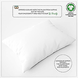 Makemake Organics Organic Cotton Toddler Pillowcase (Set of 2) GOTS Certified Organic Cotton Pillow Cases Zippered (14x19, Bright White)