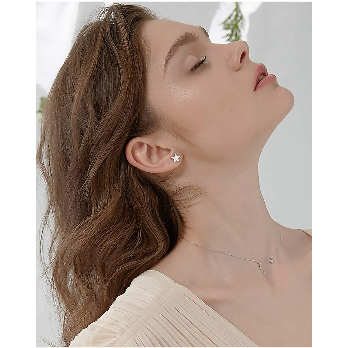 SLUYNZ 925 Sterling Silver Cuff Earrings Chain for Women Asymmetric Star Moon Earrings Crawler Earrings Dangling Chain (A-Silver)