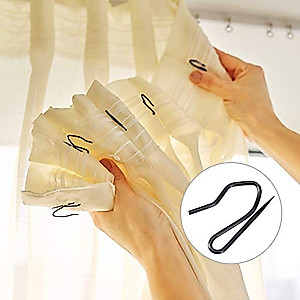 Hotop 30 Pieces Metal Drapery Curtain Rings and 30 Pieces Hanging Metal Curtain Drapery Pin Hooks for Window Door Shower(32 mm,Black)