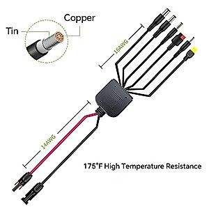 NECESPOW Solar Panel Connector to 6X Connector Adapter Anderson, XT60, DC7909, DC6530, DC35135, DC5521, Solar Charge Cable for 100W to 200W Portable Solar Panel Portable Power Station