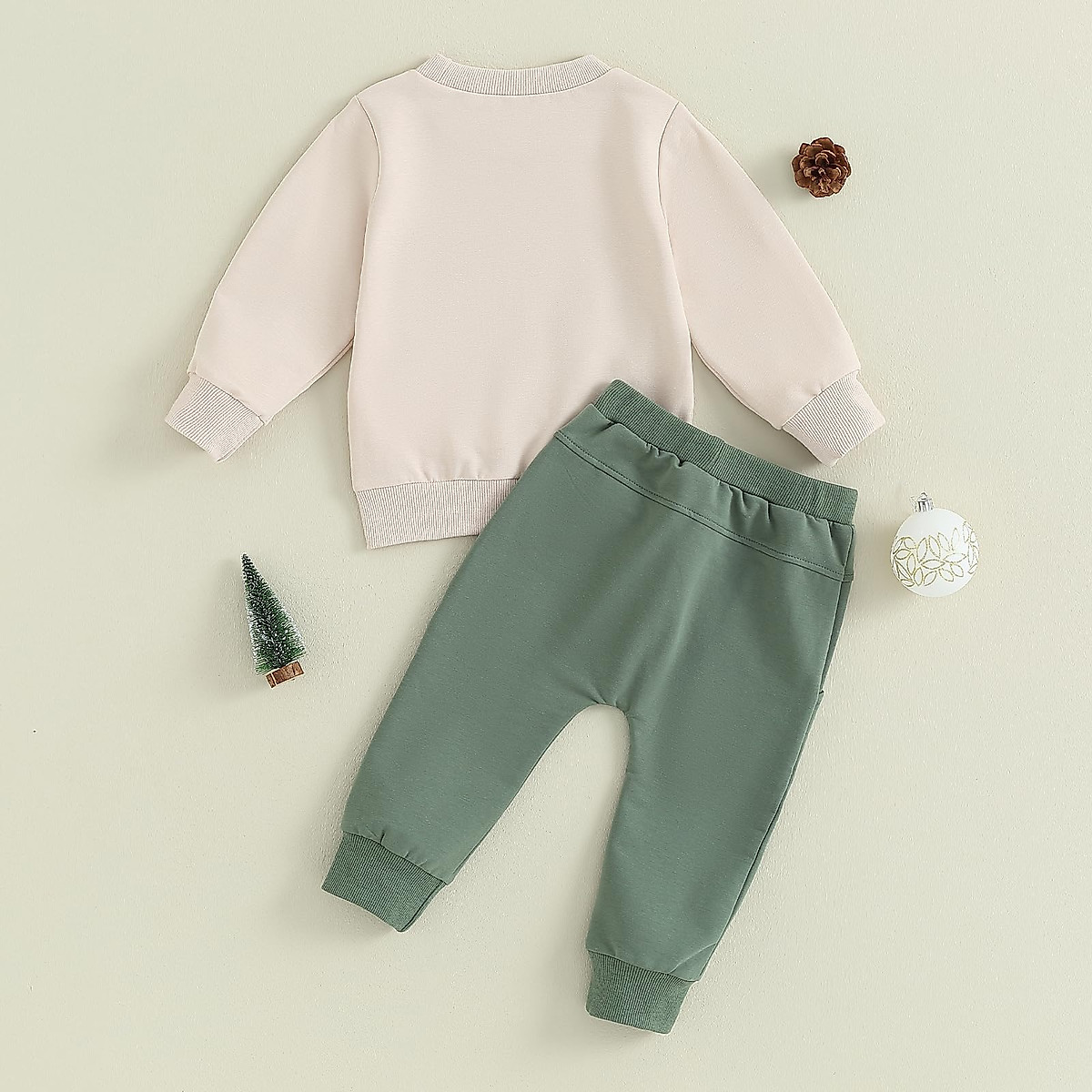 TheFound Baby Boy Christmas Outfit Christmas Vibes Print Sweatshirt Top Warm Pant Newborn Toddler Baby Christmas Outfit 0-3T (Apricot, 6-12 Months)