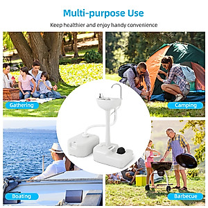 YITAHOME Portable Sink Camping Hand Washing Station, 17 L Wash Basin Stand with 24L Recovery Tank, Rolling Wheels, Soap Dispenser, Towel Holder, for Garden, Outdoor, Travel, Boat, Gather, Worksite