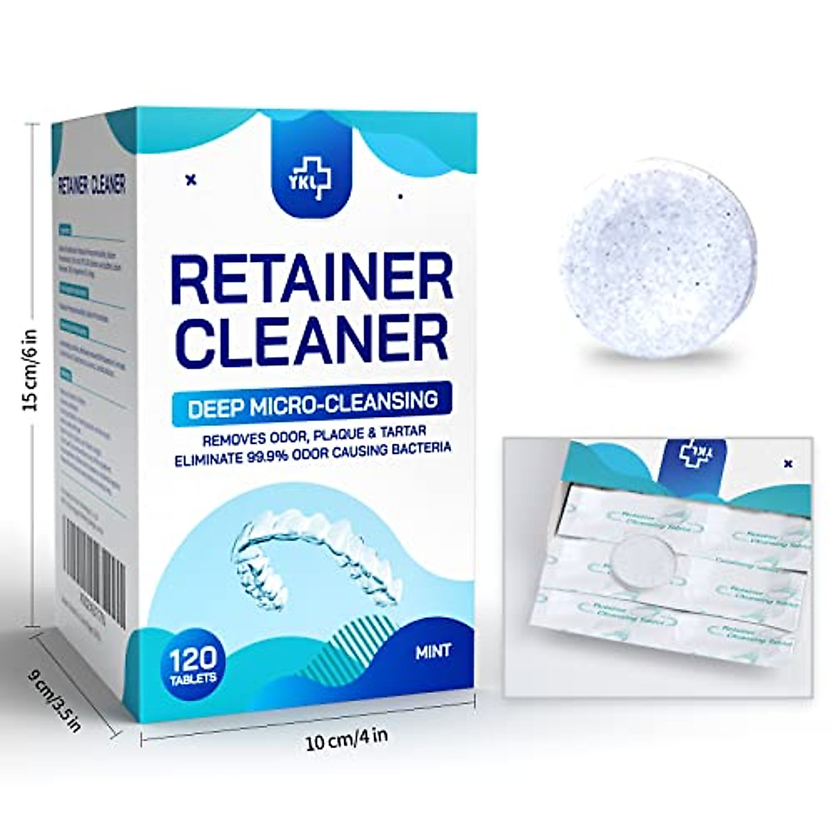 Retainer & Denture Cleaner Tablets - 4 Months Supply (120 pcs) Dental Retainers for Aligner - Mouth & Night Guards - False Teeth Whitening - Removes Odor & Plaque (120 Pcs)