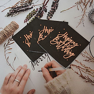 Happy Birthday Napkins Pack of 50 Rose Gold and Black Birthday Cocktail Napkins Paper Disposable Party Napkins Anniversary Lunch Dinner Birthday Decorations Supplies Beverage Napkins 3 Ply