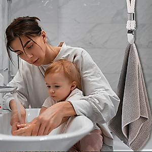 6 Pcs Kitchen Towel Clips, Hanging Towel Clips for Kitchen, Woven Cotton Towel Clips with Metal Clamp, Tea Towel Hooks Loops Clips Cloth Hook Clip Hangers for Home Kitchen Bathroom Hanger Brackets