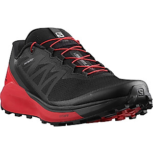 Salomon Sense Ride 4 Trail Running Shoes for Men, Black/Goji Berry/Phantom, 12