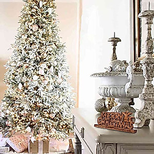 Earthly Home Christmas Wooden Tabletop Decoration,Merry Christmas Wooden Words Sign LED Snowflake Centerpiece Wooden Plaque Free Standing Wood Sign for Xmas Table Party 16x7 inch