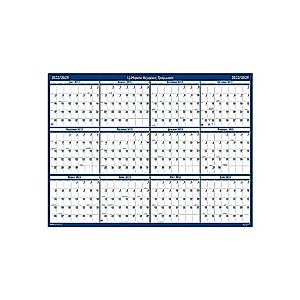 2023-2024 House of Doolittle 37-inch x 24-inch Academic Yearly Wet-Erase Wall Calendar, Reversible, Blue (395-24)