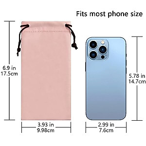 Drawstring Soft Glasses Pouch Linen- Fabric 3 Pack Storage Phone Pouch Microfiber Sunglasses Case Storage Eyeglasses Pouch Cleaning Cloth Pink Sunglass Sleeve