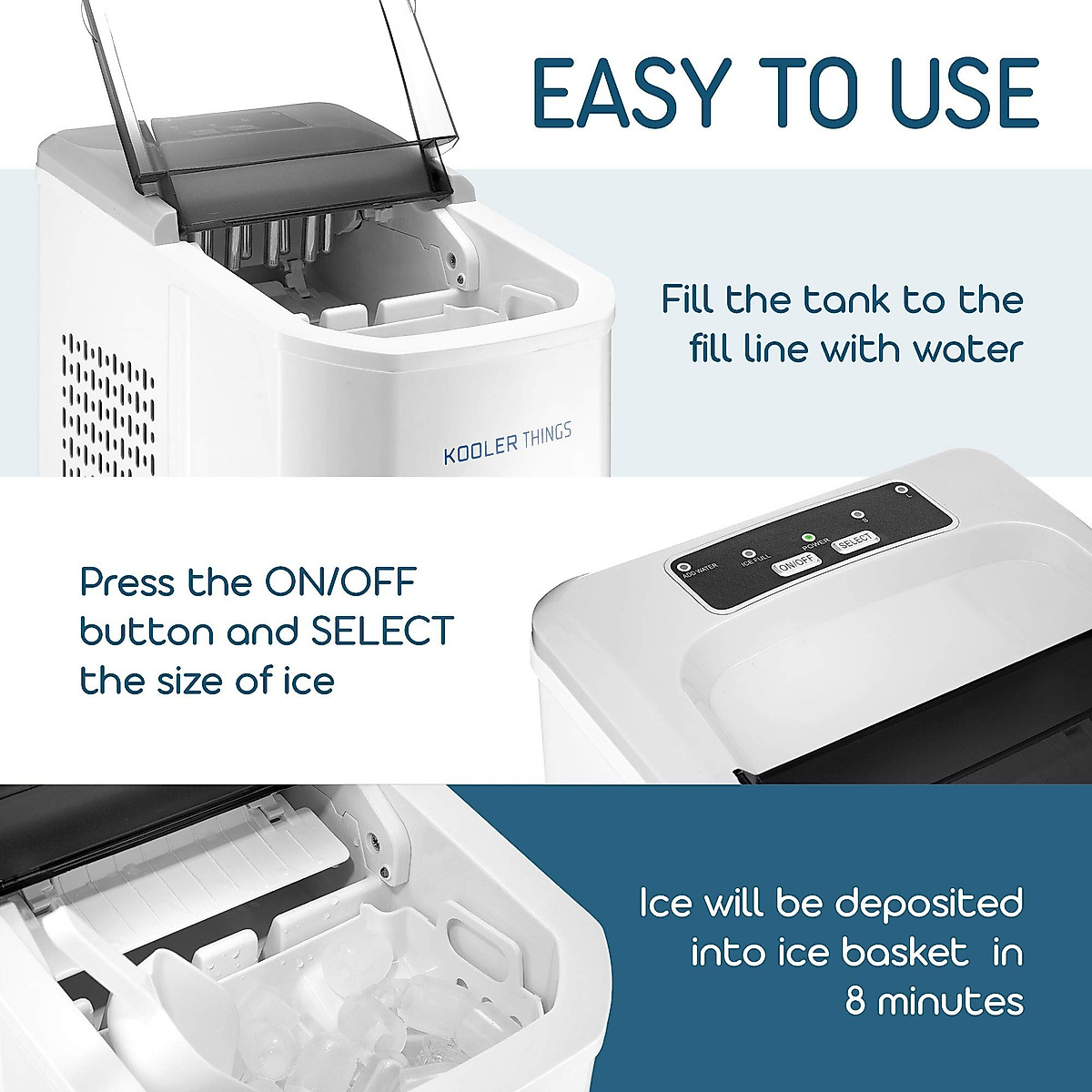 Automatic Self-Cleaning Portable Electric Countertop Ice Maker Machine With Handle, 9 Bullet Ice Cubes Ready in 7 minutes, Up to 26lbs in 24hrs With Ice Scoop and Basket