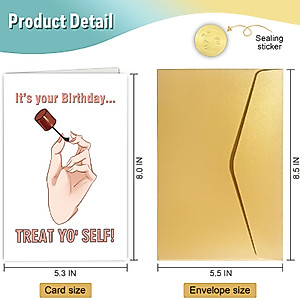 Funny Birthday Card for Her, Manicure Birthday Card for Women, Birthday Gift for Wife Girlfriend, It’s Your Birthday, Treat Yo’ Self