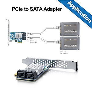 10Gtek PCIe SATA Card 4 Port with 4 SATA Cables and Low Profile Bracket, 6Gbps SATA3.0 Controller PCI Express Expansion Card, X1, Support 4 SATA 3.0 Devices