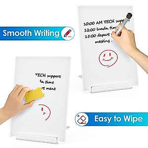 MaxGear Desktop Glass Dry Erase Board, Small Dry Erase Whiteboard with Stand 9.45" x 6.69", Toughened Glass Whiteboard for Desk with Erase, Acrylic Planner Memo Notepad to Do Lists for Office, Home