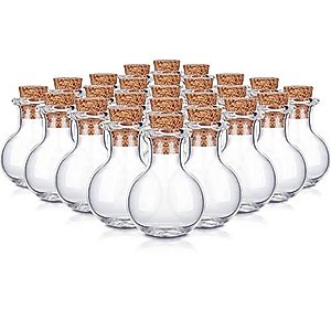30 Pieces 0.9 x 0.6 inches Mini Glass Bottles Clear Drifting Bottles Small Wishing Bottles with Cork Stoppers for Wedding Birthday Party DIY Crafts Supplies