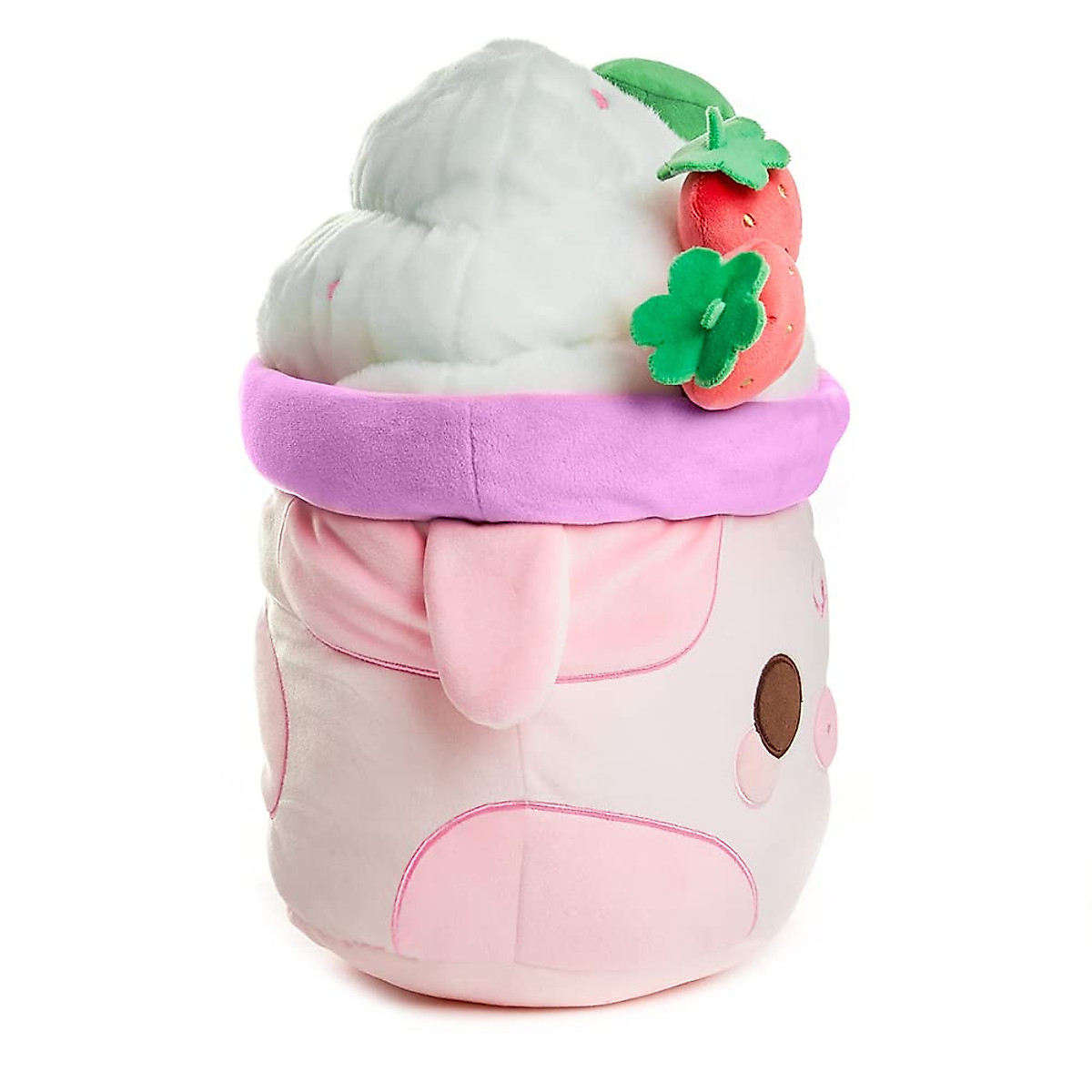 Cuddle Barn PlushGoals - Strawberry Mooshake Super Soft Cute Kawaii Cow Dessert Drink Collectible Stuffed Animal Plush Toy, 10 inches