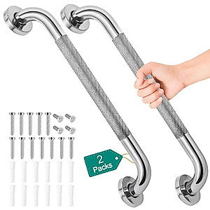 2 Pack 16 Inch Grab Bars for Bathtubs and Showers, Safety Bathroom Shower Grab Bars for Seniors Holds up to 500LBs, Handicap Grab Bars Stainless Steel, Anti Slip Shower Handle for Wall, Elderly