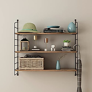 MIOCASA Floating Shelves Rustic Wood Wall Shelves Adjustable Metal Frame Decorative Hanging Storage Shelves for Bathroom, Living Room, Bedroom, Kitchen, Office 24 Inch (24 in)