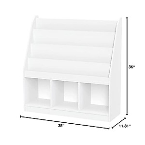 RiverRidge Kids 4 shelves Three Cubbies Bookrack, White (02-251)