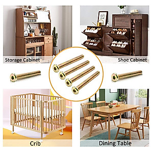 Mecion 10 Pcs Crib Screws M6 x 50mm Zinc Plated Hex Socket Head Cap Screws for Beds Headboards Chairs Furniture