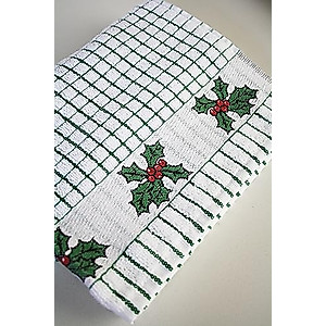 The Original Poli-dri Kitchen Towel from Samuel Lamont 100% Cotton (Holly Leaves)