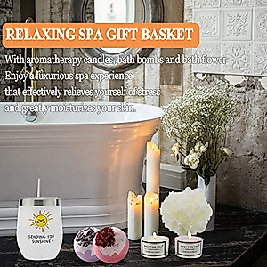 Spa Gift Baskets for Women, Get Well Soon Self Care Gift Baskets for Her, Relaxing Spa Gift Box with Gift Card, Thinking of You Unique Birthday Gift Set for Wife Mom Sister Best Friends