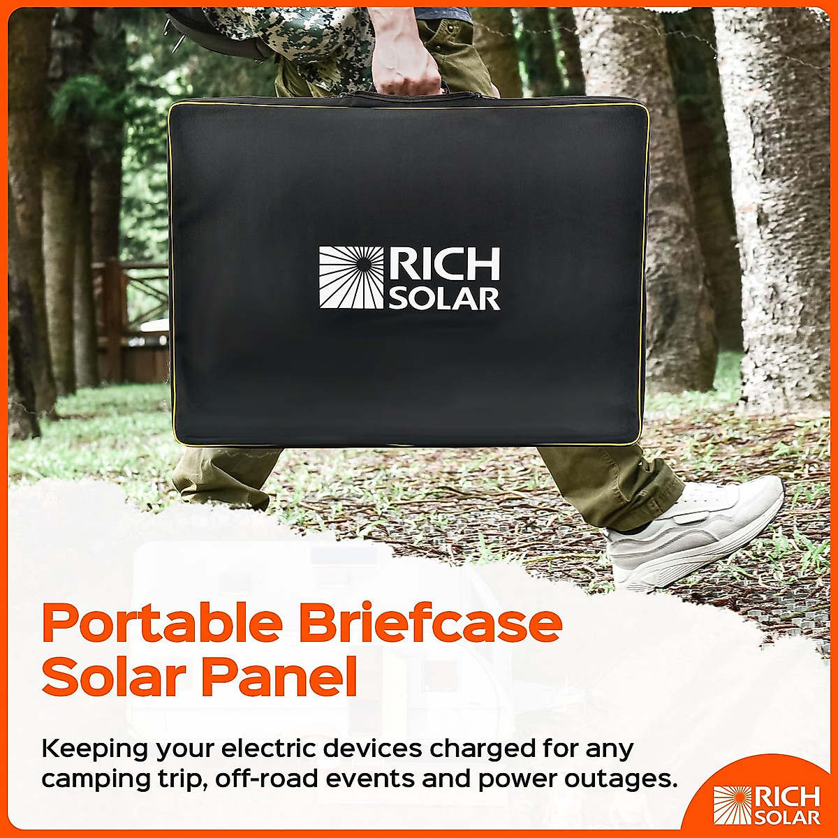 RICH SOLAR 200W Monocrystalline Portable Solar Panel Foldable Suitcase Solar Panel Built-in Kickstand