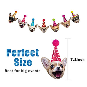 Chihuahua Dog Birthday Garland, Funny Chichi Portraits Party Decor, Dog Face Bunting Banner