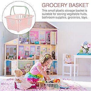 Toddmomy 3pcs Portable Shower Basket Grocery Baskets With Handles Small Basket with Handle for Organizing, Bathroom Kitchen Room Bedroom（Pink）