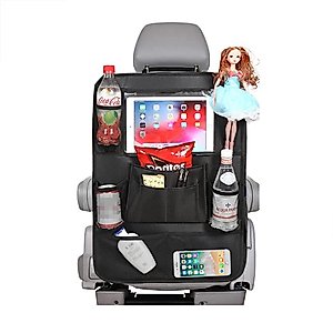 Car Seat Back Organizer for Kids Car Organizer Kick Mats with 10" Touch Screen Tablet Holder 11 Storage Pockets Car Back Seat Protectors Backseat Child Kick Guard Seat Saver (21” x 17”inch)
