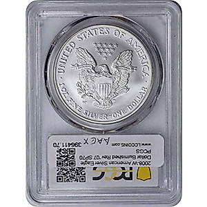 2008 W Burnished American Silver Eagle Reverse of 2007 Dollar SP70 PCGS