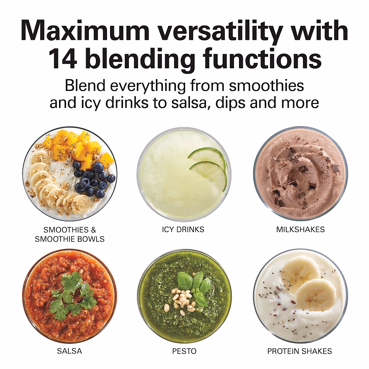 Hamilton Beach Wave Crusher Blender with 40 Oz Glass Jar and 14 Functions for Puree, Ice Crush, Shakes and Smoothies, Stainless Steel (54221)